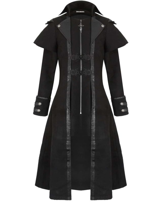 Mens Coat Long Jacket Black Gothic Steampunk Dieselpunk Highwayman